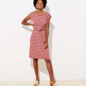 LOFT | Dresses | Nwt Loft Stripe Ribbed Belted Midi Dress | Poshmark